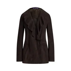 Ralph Lauren Heddie Ruffle-trim Lamb-suede Jacket