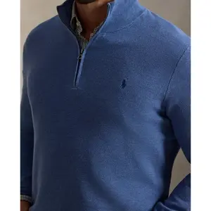 Ralph Lauren Mesh-knit Cotton Quarter-zip Sweater - Blue Borage Heather
