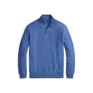 Ralph Lauren Mesh-knit Cotton Quarter-zip Sweater - Blue Borage Heather