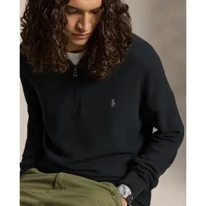Ralph Lauren Cotton Mesh-knit Quarter-zip Sweater - Polo Black