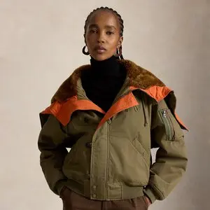 Ralph Lauren Shearling-hood Flight Jacket - Dense Olive