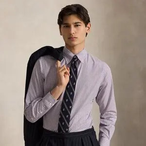 Ralph Lauren Custom Fit Checked Poplin Shirt - White Purple Multi
