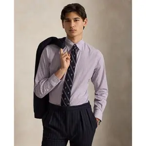 Ralph Lauren Custom Fit Checked Poplin Shirt - White Purple Multi