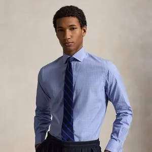 Ralph Lauren Custom Fit Plaid French Cuff Shirt - Blue White Multi