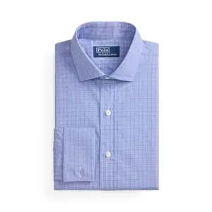 Ralph Lauren Custom Fit Plaid French Cuff Shirt - Blue White Multi