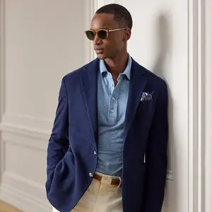 Ralph Lauren Hadley Hand-tailored Herringbone Jacket - Bright Navy