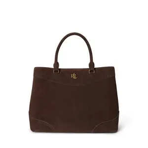 Ralph Lauren Perforated Suede Large Marcy Satchel - Chestnut Brown