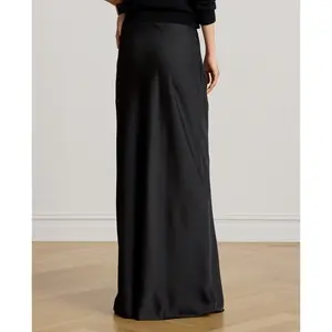 Ralph Lauren Satin Charmeuse Maxi Skirt - Black