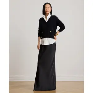 Ralph Lauren Satin Charmeuse Maxi Skirt - Black