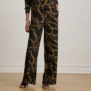 Ralph Lauren Belting-print Crepe Wide-leg Pant