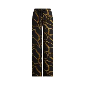 Ralph Lauren Belting-print Crepe Wide-leg Pant