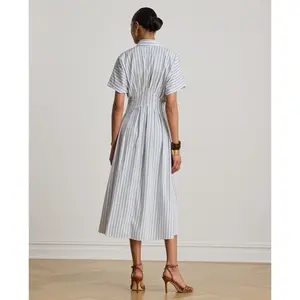 Ralph Lauren Striped Cotton Broadcloth Shirtdress