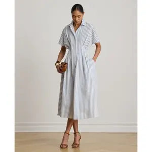 Ralph Lauren Striped Cotton Broadcloth Shirtdress