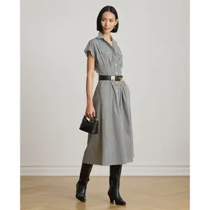 Ralph Lauren Striped Pleated Broadcloth Shirtdress