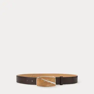 Ralph Lauren Abstract-plaque-buckle Calfskin Belt