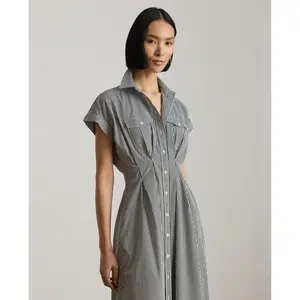 Ralph Lauren Striped Cotton Broadcloth Shirtdress