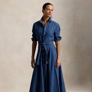 Ralph Lauren Chambray Tie-waist Shirtdress - Chambray Blue