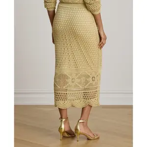 Ralph Lauren Pointelle-knit Linen-blend Midi Skirt