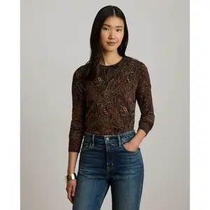 Ralph Lauren Paisley Cotton-modal Sweater - Black Multi