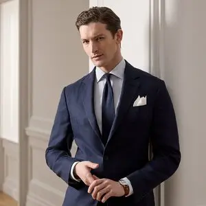 Ralph Lauren Kent Hand-tailored Plaid Suit Jacket - Racing Navy