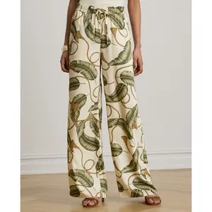 Ralph Lauren Rope-print Twill Wide-leg Pant