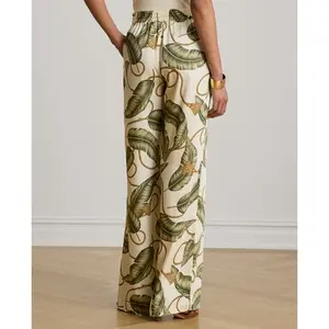 Ralph Lauren Rope-print Twill Wide-leg Pant