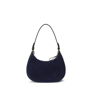 Ralph Lauren Suede Medium Marcy Zip Shoulder Bag - Refined Navy
