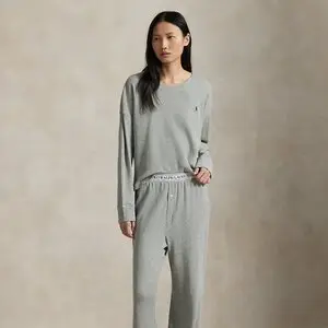 Ralph Lauren Striped Waffle-knit Long-sleeve Pj Set - Heather Grey