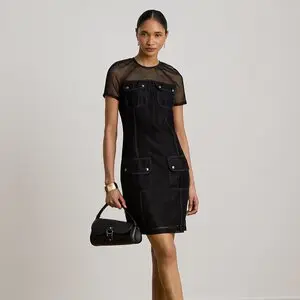 Ralph Lauren Mesh Short-sleeve Shift Dress - Black
