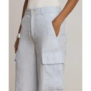 Ralph Lauren Pinstripe Linen Wide-leg Cargo Pant