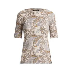 Ralph Lauren Paisley Stretch Cotton Boatneck Tee