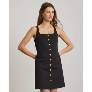 Ralph Lauren Button-trim Faille Cocktail Dress