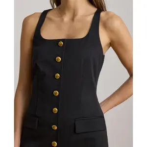 Ralph Lauren Button-trim Faille Cocktail Dress