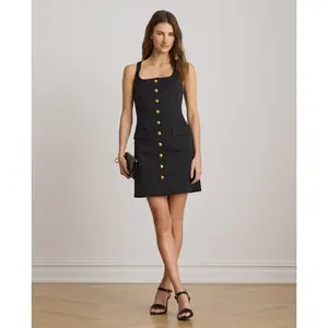 Ralph Lauren Button-trim Faille Cocktail Dress