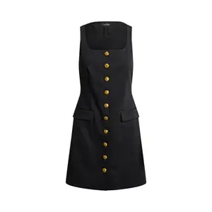 Ralph Lauren Button-trim Faille Cocktail Dress