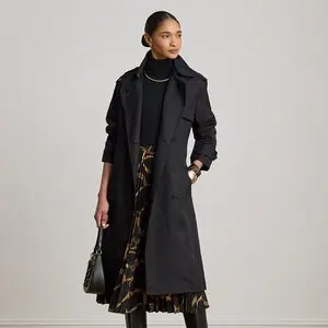 Ralph Lauren Double-breasted Linen-blend Trench Coat - Black