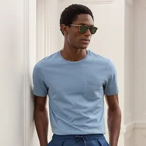 Ralph Lauren Garment-dyed Jersey Pocket T-shirt - Windward Blue