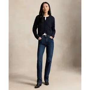 Ralph Lauren Cable Knit Cotton Blend Cardigan - Hunter Navy