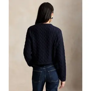 Ralph Lauren Cable Knit Cotton Blend Cardigan - Hunter Navy