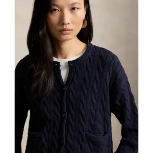 Ralph Lauren Cable Knit Cotton Blend Cardigan - Hunter Navy
