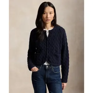 Ralph Lauren Cable Knit Cotton Blend Cardigan - Hunter Navy