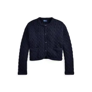 Ralph Lauren Cable Knit Cotton Blend Cardigan - Hunter Navy