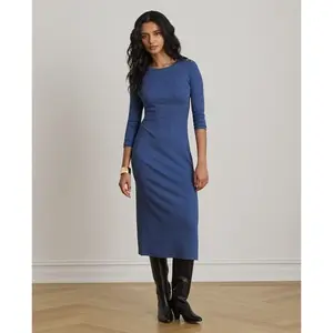 Ralph Lauren Button-trim Rib-knit Midi Dress