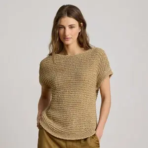 Ralph Lauren Rib-knit Short-sleeve Sweater - Birch Tan