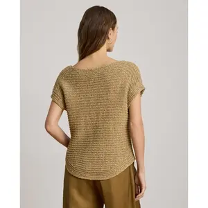 Ralph Lauren Rib-knit Short-sleeve Sweater - Birch Tan