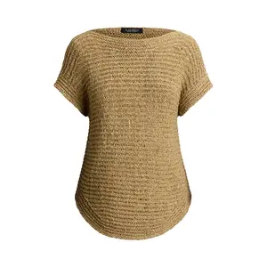 Ralph Lauren Rib-knit Short-sleeve Sweater - Birch Tan