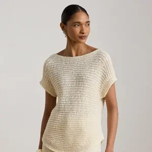 Ralph Lauren Rib-knit Short-sleeve Sweater - Mascarpone Cream