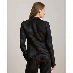Ralph Lauren Chalk-stripe Linen Canvas Blazer