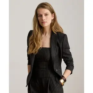 Ralph Lauren Chalk-stripe Linen Canvas Blazer