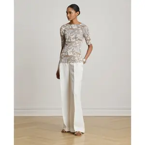 Ralph Lauren Paisley Stretch Cotton Boatneck Tee